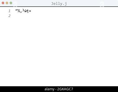 Jelly language Hello World program sample in editor window illustration ...