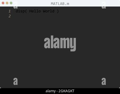 MATLAB language Hello World program sample in editor window ...