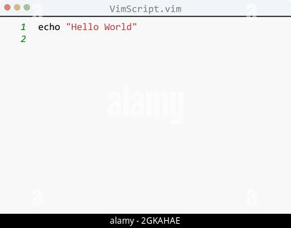 VimScript language Hello World program sample in editor window illustration Stock Vector Image ...