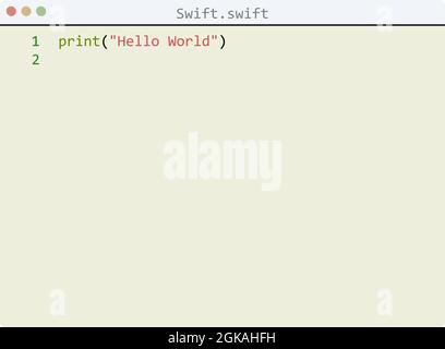 Swift language Hello World program sample in editor window illustration Stock Vector Image & Art ...