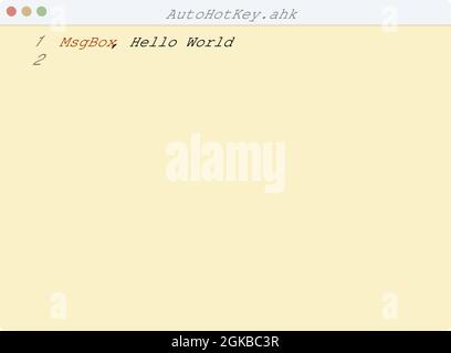 Make language Hello World program sample in editor window illustration ...