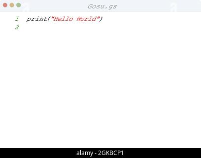 Gosu language Hello World program sample in editor window illustration ...