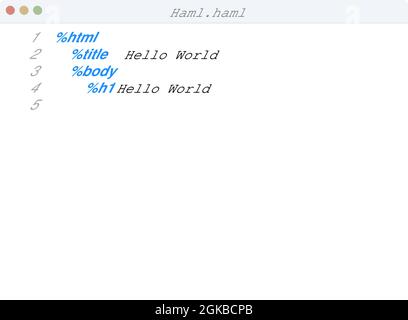 Haml language Hello World program sample in editor window illustration Stock Vector Image & Art ...