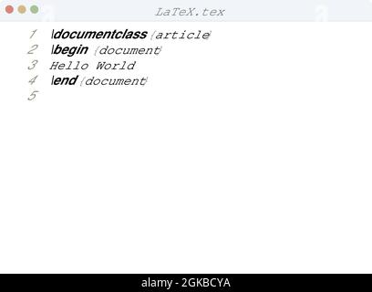 LaTeX language Hello World program sample in editor window illustration Stock Vector Image & Art ...