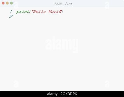 LUA language Hello World program sample in editor window illustration Stock Vector Image & Art ...