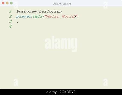 Moo language Hello World program sample in editor window illustration Stock Vector Image & Art ...
