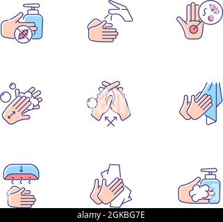 Set of Hand washing procedure isolated on white background. Vector ...