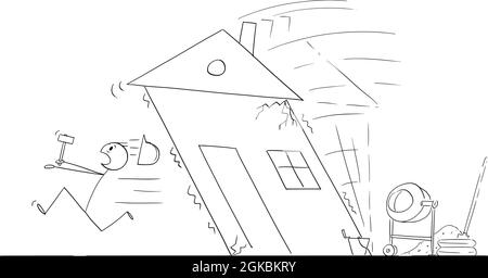 earthquake illustration of a man running vector isolated Stock Vector ...