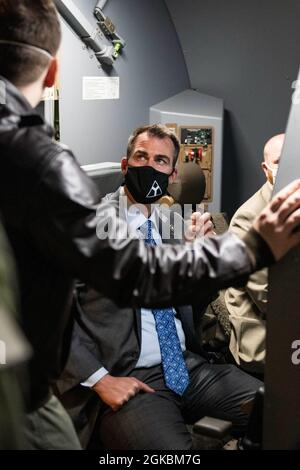 Oklahoma Gov. Kevin Stitt talks with the media outside Ebenezer Baptist ...