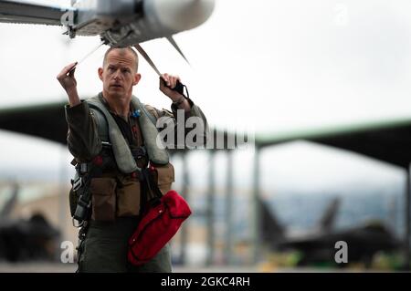 Lt. Col. Randolph Kinsey, 18th Aggressor Squadron commander, inspects ...