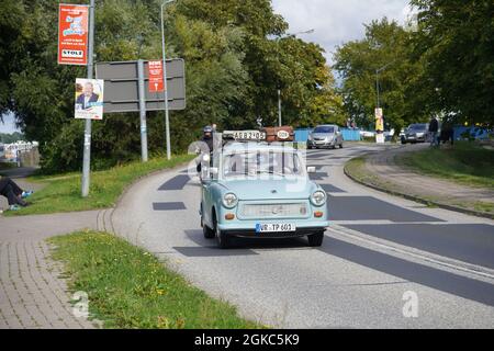 RIBNITZDAMGARTEN, GERMANY - Aug 27, 2021: A row of vintage retro ...