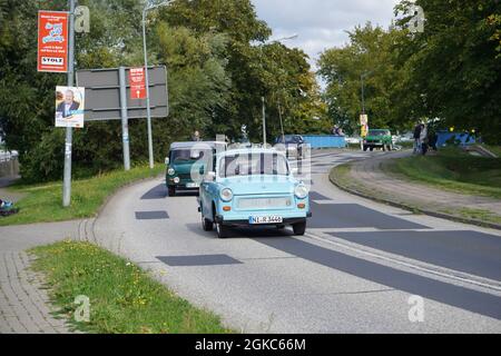 RIBNITZDAMGARTEN, GERMANY - Aug 27, 2021: A row of vintage retro ...