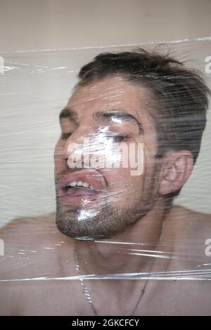 plastic bag, man, face Stock Photo - Alamy