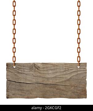 wooden sign chain ropesignboard signpost Stock Photo - Alamy