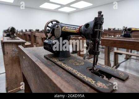 Large sewing machine sculpture in the city of Milan, Italy Stock Photo ...