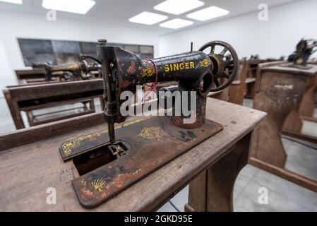 Large sewing machine sculpture in the city of Milan, Italy Stock Photo ...
