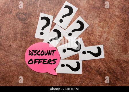 Conceptual caption Discount Offers, Business showcase amount or ...