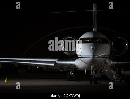 An E-11 Battlefield Airborne Communications Node (BACN) static display ...