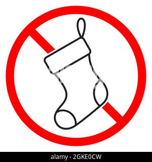 Ban of socks. No socks sign. Socks is prohibited. Stop or ban red round ...