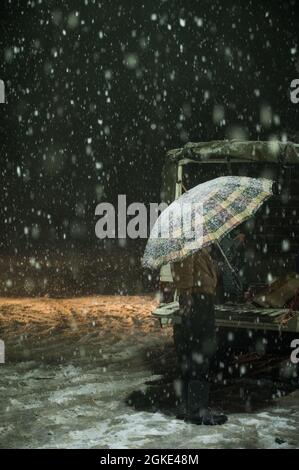 MANALI, INDIA - Jan 23, 2020: A beautiful scene with a young woman ...