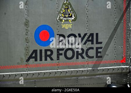 RAF Puma helicopter from RAF Benson departing a farm in the Cotswolds ...