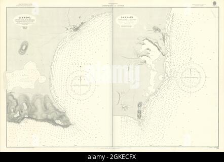 Cyprus. Mediterranean Sea. ADMIRALTY sea chart 1954 (1955) old vintage ...