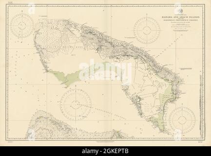 Grand Bahama & Great Abaco Islands. Bahamas. ADMIRALTY sea chart 1886 ...