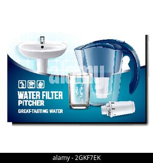 Water Filter Pitcher Creative Promo Poster Vector Stock Vector Image ...
