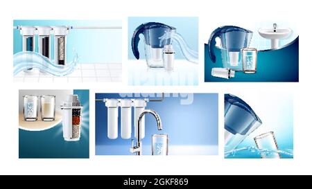 Water Filter Creative Promotion Posters Set Vector Stock Vector Image ...