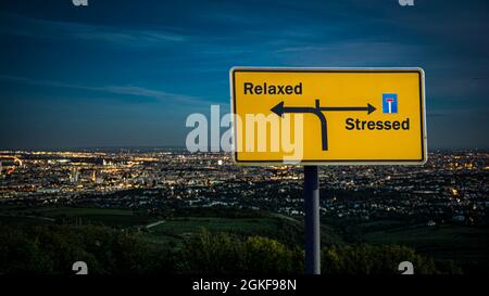 Street Sign the Direction Way to Relaxed versus Stressed Stock Photo ...
