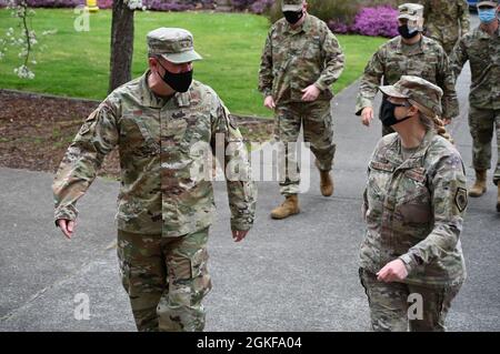 Col. Erin Staine-Pyne, 62nd Airlift Wing commander, speaks for the ...