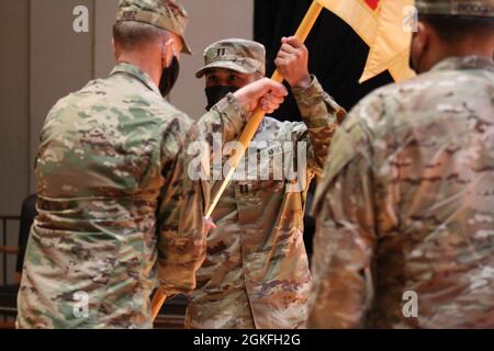 Capt. Marco Lara, incoming commander, Headquarters and Headquarters Company, Special Troops ...