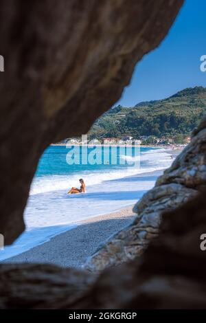 Famous beach of Chorefto, Pelion, Greece Stock Photo - Alamy