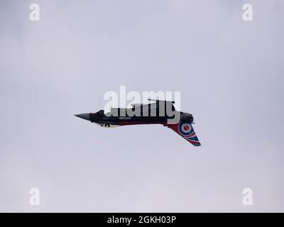 RAF Typhoon fighter ( nickname Black Jack ) about to go inverted during ...