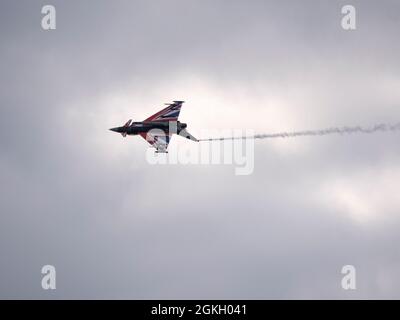 RAF Typhoon fighter ( nickname Black Jack ) inverted during an aerial ...
