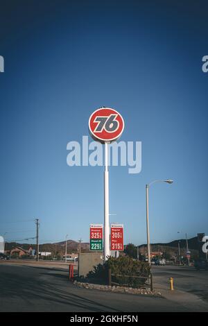 76 Gas Station round sign isolated on clear sky Stock Photo - Alamy