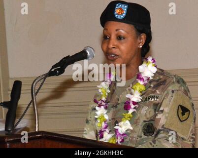Command Sgt. Maj. Tamisha A. Love (center), Fort Lee garrison command ...