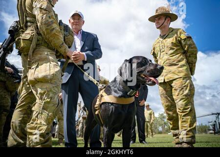 The Honorable Scott Morrison, Prime Minister of Australia, is saluted ...