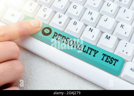 Conceptual display Personality Test. Conceptual photo A method of ...