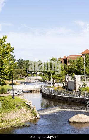 A canal from the St. Joseph River flows through the Riverwalk at ...