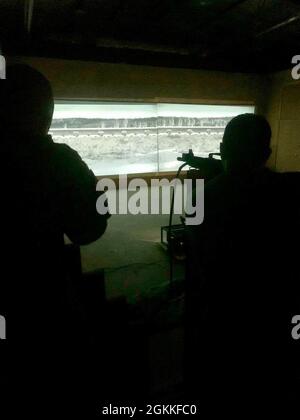 U.S. Soldiers train using the Engagement Skills Trainer II, EST II, at ...