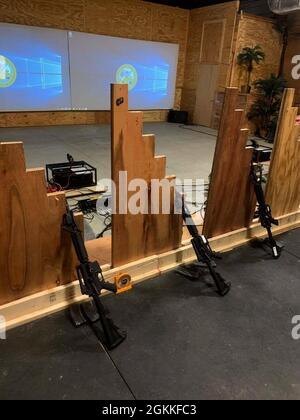 U.S. Soldiers train using the Engagement Skills Trainer II, EST II, at ...