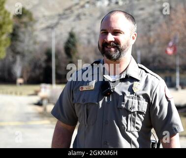 U.S. Army Corps of Engineers Park Ranger Robert Hill presents one of ...