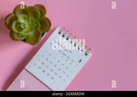 Tear-off calendar for September 2021. A desktop calendar for planning ...