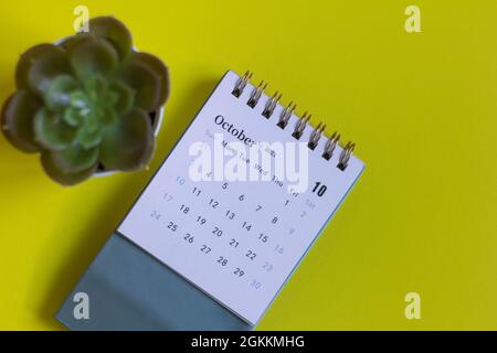 Calendar with tear-off sheets for October 2021. A desktop calendar for ...