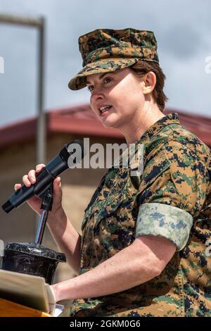 U.S. Marine Lt. Col. Rebecca Harvey, the incoming commanding officer ...