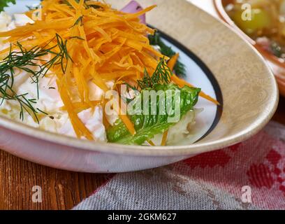 Fijian Raita - creamy cucumber and carrot salad Stock Photo - Alamy