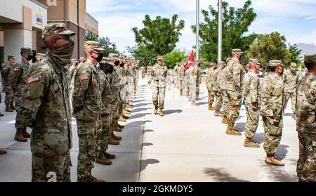 Maj. Gen. Sean Bernabe, senior commander, 1st Armored Division talks to ...