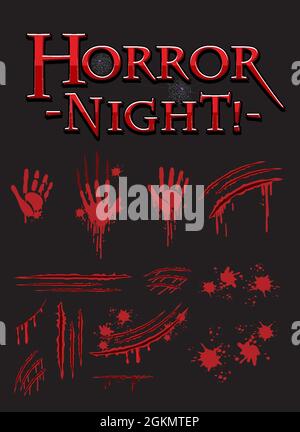 Serial killer text design with bloody handprint illustration Stock ...