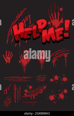 Serial killer text design with bloody handprint illustration Stock ...